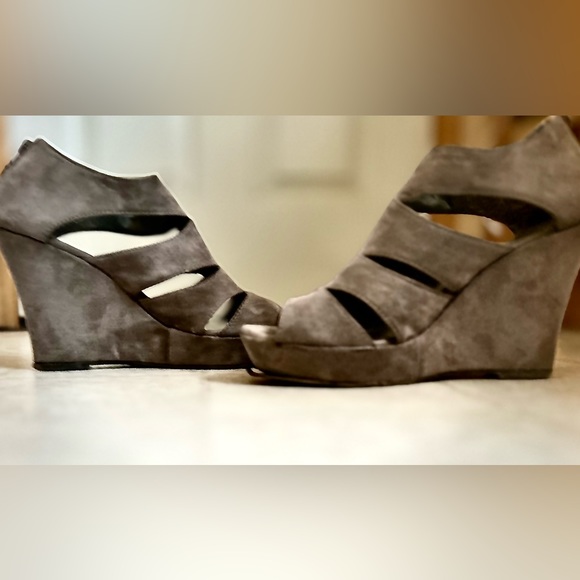 Rampage | Shoes | Rampage Suede Wedge Zip Back Sandals | Poshmark